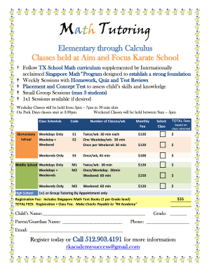 Fillable Online Math Tutoring_Enrollment_Form.pdf - Aim and Focus ...
