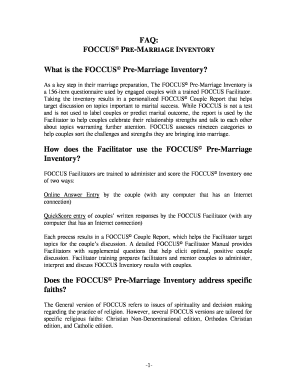 Fillable Online FOCCUS PRE-MARRIAGE INVENTORY Fax Email Print - pdfFiller