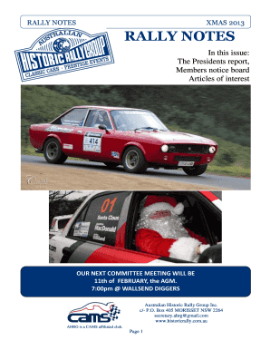 Fillable Online RALLY NOTES XMAS 2013 RALLY NOTES - Historic Rally Fax ...