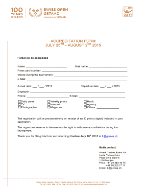 Fillable Online swissopengstaad Journalist - accreditation form EN Fax ...