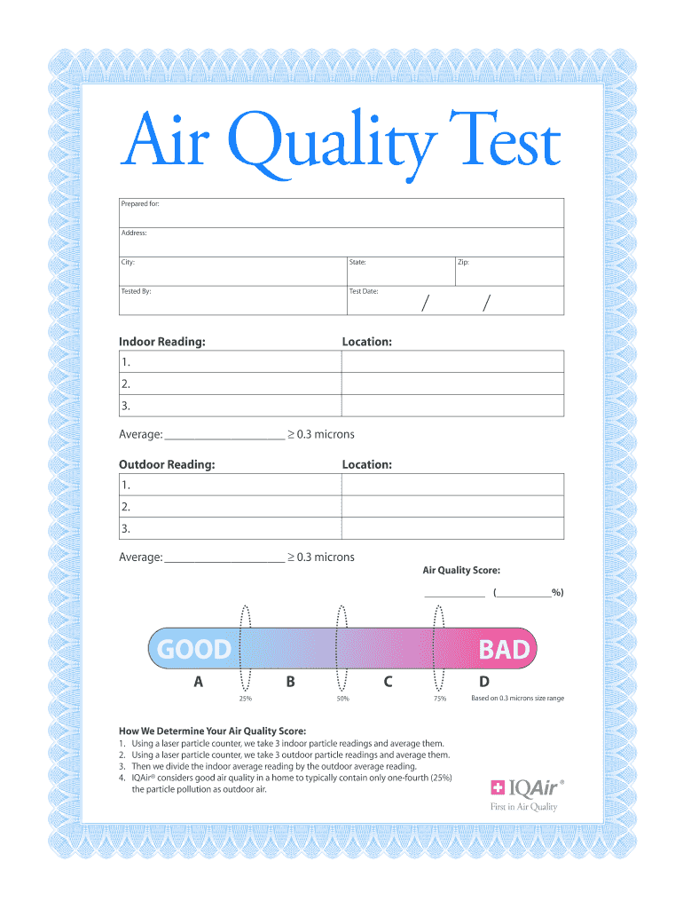 Fillable Online Air Quality Test - Clean Air Plus Fax Email Print ...