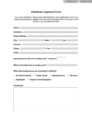 Fillable Online Distributor Approval Form - bhalointlcorpbbcomb Fax Email Print - pdfFiller