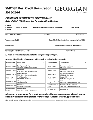 Fillable Online SMCDSB Dual Credit Registration Fax Email Print - pdfFiller