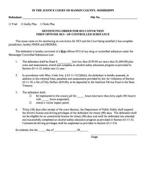 Fillable Online FIRST OFFENSE DUI OF CONTROLLED SUBSTANCE Fax Email ...