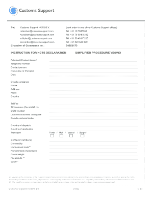 Fillable Online customssupport INSTRUCTION FOR NCTS DECLARATION ...