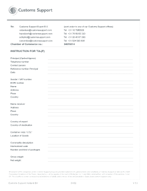 Fillable Online customssupport INSTRUCTION FOR T2LF ...