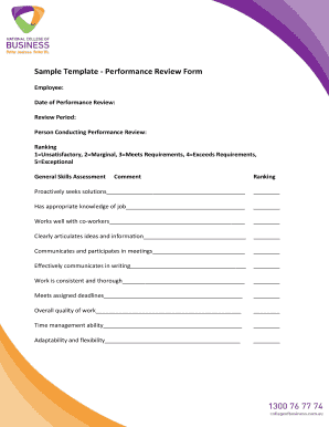 Fillable Online Sample Template - Performance Review Form Fax Email ...