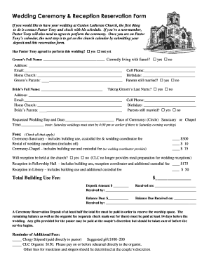 Fillable Online cantonlutheran Holy Baptism Reservation Form Canton ...