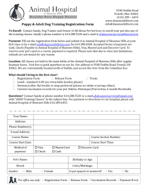 Fillable Online Puppy amp Adult Dog Training Registration Form Fax ...