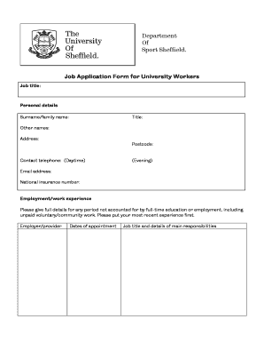 Fillable Online TEMPUS APPLICATION FORM - bSportb bSheffieldb Fax Email ...