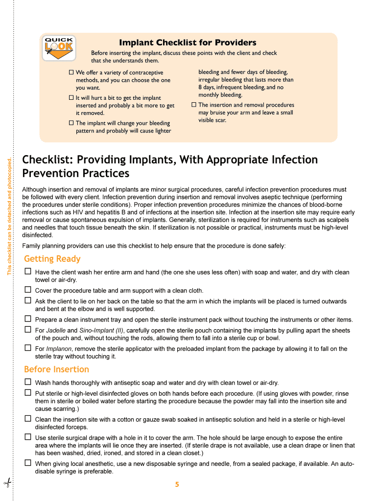 Fillable Online Implant Checklist for Providers Fax Email Print - pdfFiller