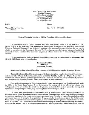 Fillable Online justice Notice of Formation Meeting for bOfficialb ...