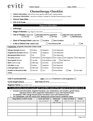 Fillable Online Bevitib Chemotherapy Checklist Fax Email Print - pdfFiller