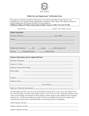 Fillable Online williamsoncc Public Servant bEmployment Verification ...