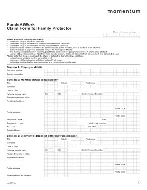 Fillable Online fundsatwork co BFundsAtWorkb Claim Form for Family ...