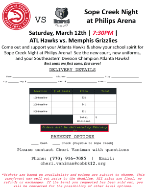 Fillable Online Download Hawks Night Order Form - Sope Creek Elementary ...