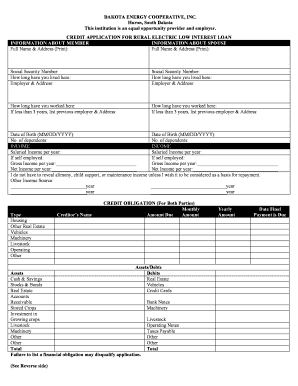 Fillable Online dakotaenergy DAKOTA ENERGY COOPERATIVE INC CREDIT ...