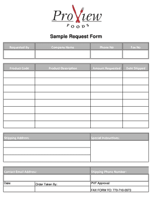 Fillable Online Sample Request Form - ProView Foods Fax Email Print ...