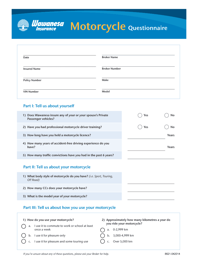 Fillable Online allcityinsurance Motorcycle Questionnaire - All City ...