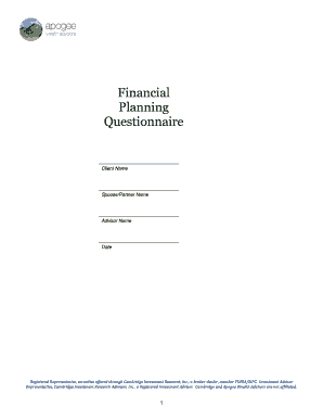 Fillable Online Financial Planning Questionnaire ...