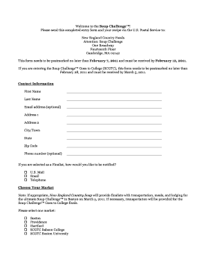 Fillable Online Soup Challenge Printable Entry Formdoc Fax Email Print ...