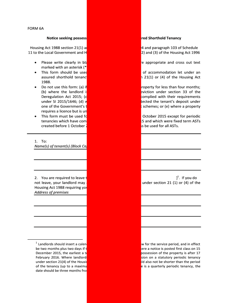 Fillable Online clickdocs co Prescribed Section 21 Notice - sample ...
