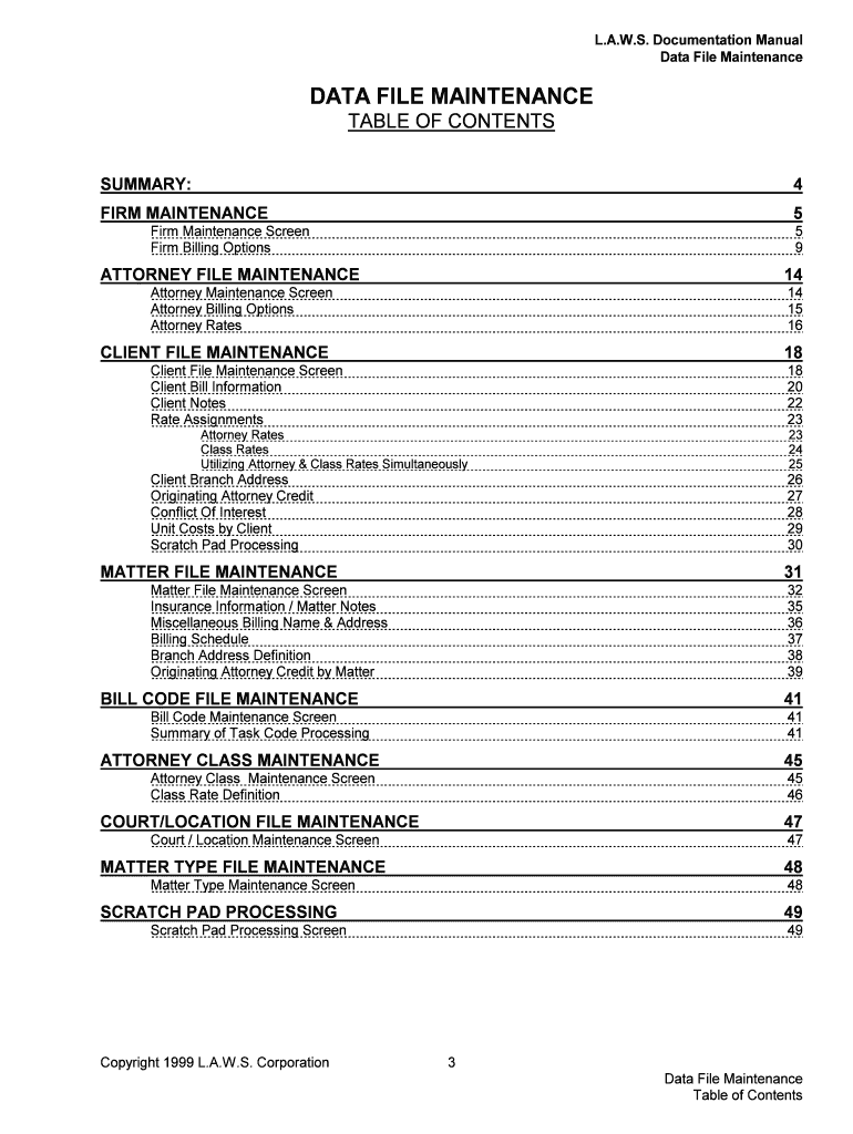 Fillable Online DATA FILE MAINTENANCE TABLE OF CONTENTS Fax Email Print ...