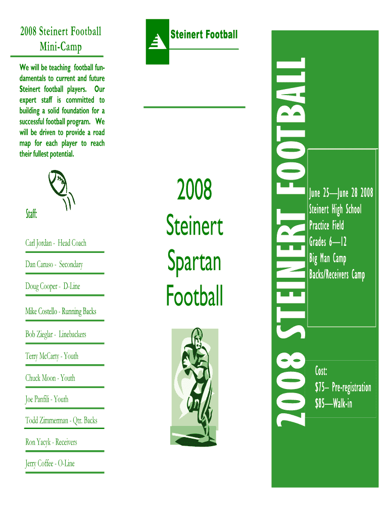 Fillable Online Steinert Football We will be teaching football ...