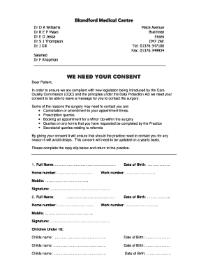 Fillable Online Consent form for contact Fax Email Print - pdfFiller