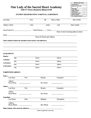 Fillable Online olsha Admissions Forms - Our Lady of the Sacred Heart ...