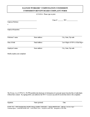 Fillable Online iwcc illinois ILLINOIS WORKERS COMPENSATION COMMISSION ...