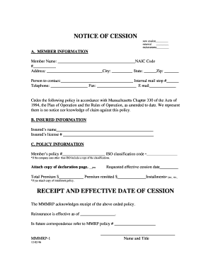 Fillable Online mmmrp Notice of cession receipt and effective date of ...