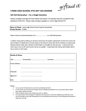 Fillable Online lymmhigh org LYMM HIGH SCHOOL PTA GIFT AID SCHEME Gift ...