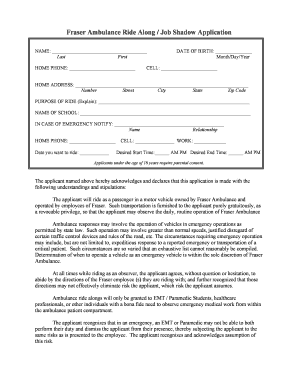 Fillable Online Ride Along Application - Fraser Ambulance Des Moines ...