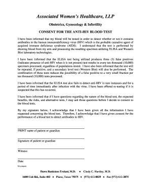 Fillable Online CONSENT FOR THE ANTIHIV BLOOD TEST Fax Email Print ...