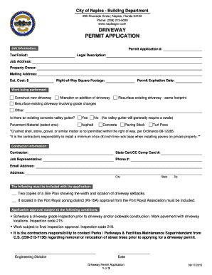 Fillable Online DRIVEWAY PERMIT APPLICATION - Naples FL Fax Email Print ...