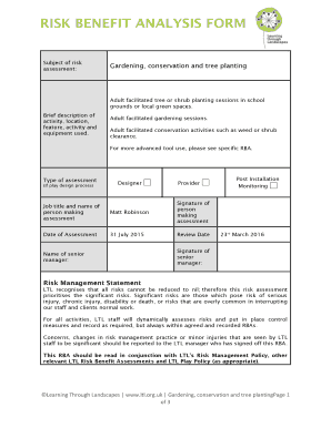 Fillable Online ltl org RISK BENEFIT ANALYSIS FORM - bltlbborgbbukb ...