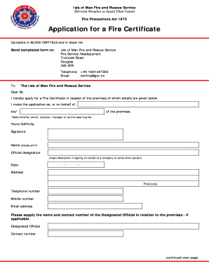 Fillable Online gov Fire bcertificateb application form - Isle of Man ...