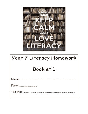 Fillable Online brewood staffs sch Year 7 Literacy Homework Booklet 1 ...