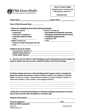 Fillable Online vnaalbany Face to Face Form Fax Email Print - pdfFiller