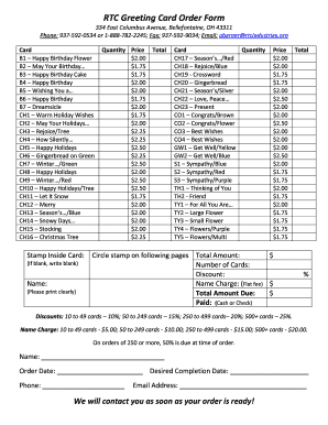 Fillable Online rtcindustries RTC Greeting Card Order Form - RTC ...