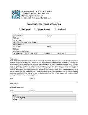 Fillable Online SWIMMING POOL bPERMITb APPLICATION In Ground Above ...