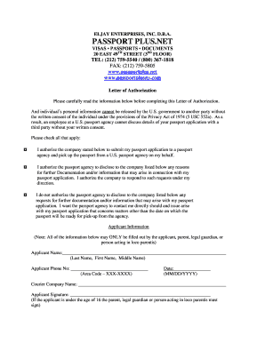 Fillable Online com Letter of Authorization Please carefully read the information below before ...