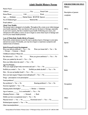 Fillable Online New Patient Forms adult - The Childrens Wellness Centre ...