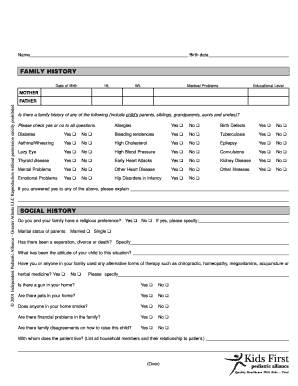 Fillable Online Family & Medical History Form - North Atlanta Pediatric ...