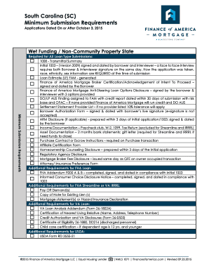 Fillable Online South Carolina SC Minimum Submission Requirements ...
