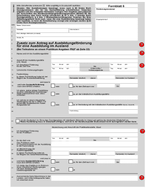 Ausfüllbar Online wermelskirchen Formblatt 6 Zusatz zum Antrag auf Ausbildungsfrderung fr eine ...