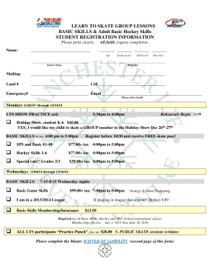 Fillable Online LTS Registration Form Nov-Dec 2015 - Manchester Ice and ...