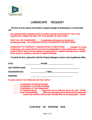 Fillable Online A- LANDSCAPE CHANGE REQUEST - bmartiniquetcbbcomb Fax ...