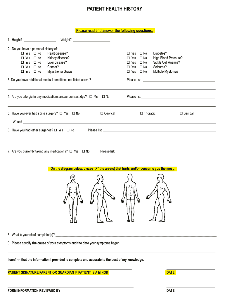 Fillable Online PATIENT HEALTH HISTORY PATIENT HEALTH HISTORY 1 Fax ...